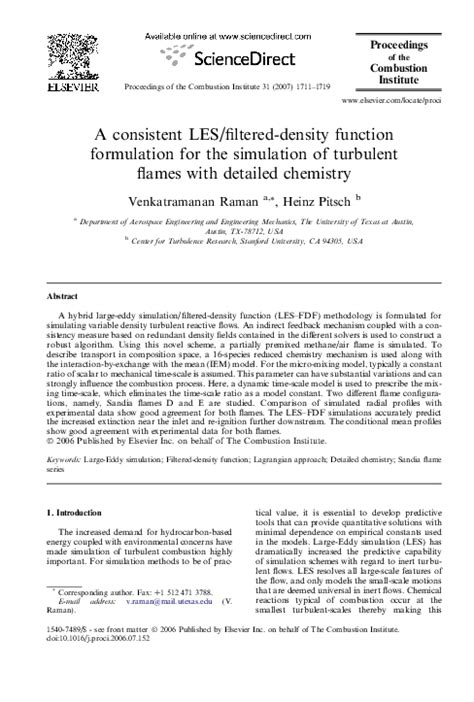 pdf a consistent les filtered density function formulation for the