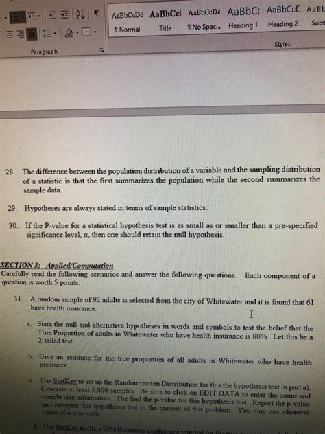 Solved The Difference Between The Population Distribution Of