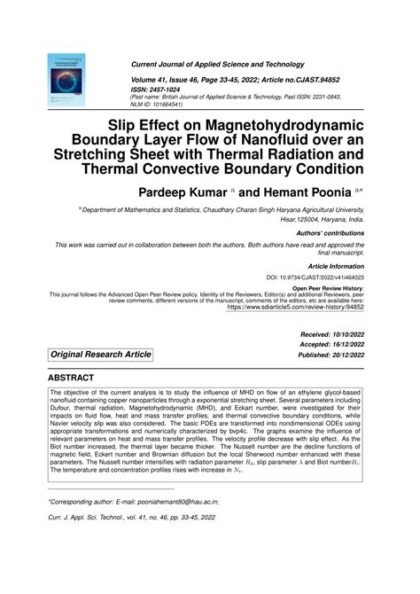 pdf slip effect on magnetohydrodynamic boundary layer flow of