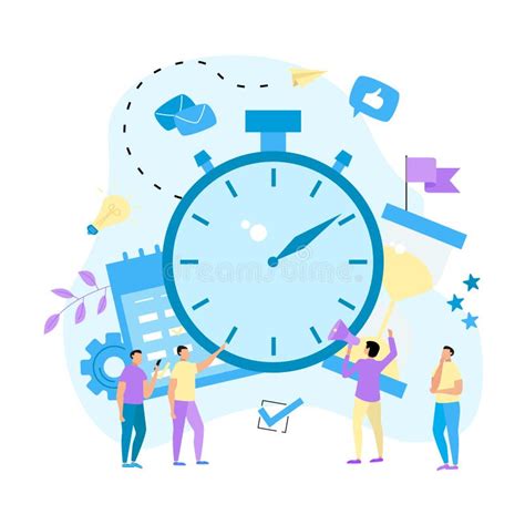 Ilustraci?n Del Vector Reloj, Calendario Y Reloj De Arena Concepto De Gesti?n De Tiempo Con Los ...