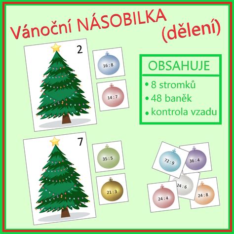 Vánoční Násobilka Dělení Matematika Učiteléučitelůmcz