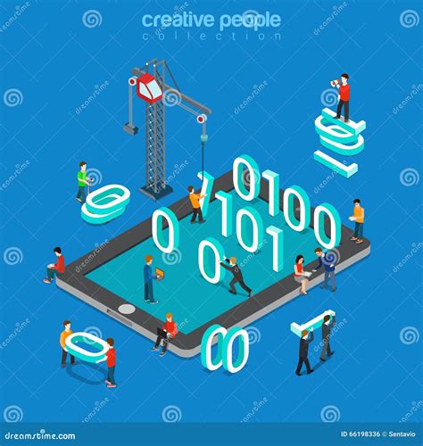Binary Data Zero One Code Programming Flat Isometric Vector 3d Stock