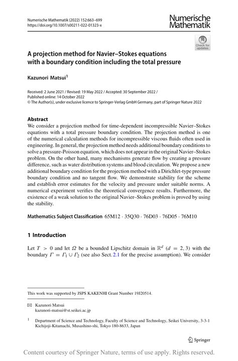 A Projection Method For Navierstokes Equations With A Boundary