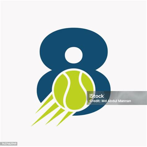 초기 편지 8 테니스 로고 개념 움직이는 테니스 볼 아이콘 테니스 스포츠 로고 타입 심볼 벡터 템플릿 Championship에