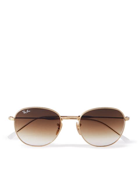 Ray Ban Round Frame Tone Sunglasses Gold Editorialist