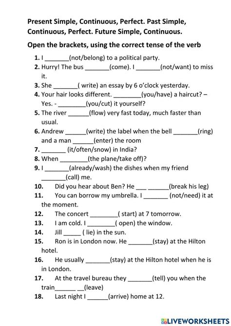 Present Past Future Tenses Worksheet Live Worksheets Worksheets Library