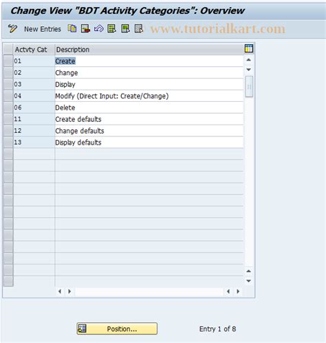 Busn Sap Tcode Bdt Activity Categories