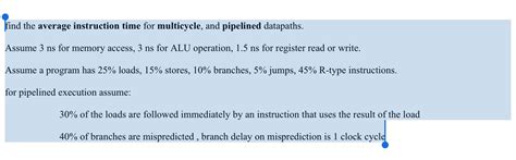 Solved Find The Average Instruction Time For
