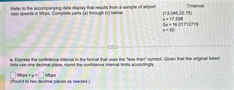 Solved Refer To The Accompanying Data Display That Results