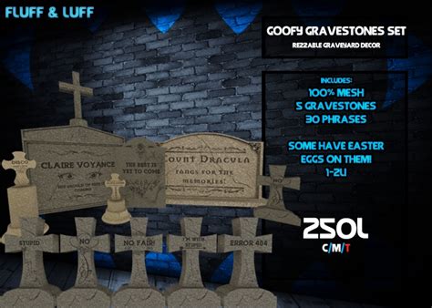 Second Life Marketplace Fandl Goofy Gravestone Set