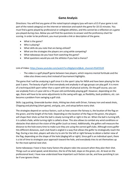 Golf Game Analysis Assignment
