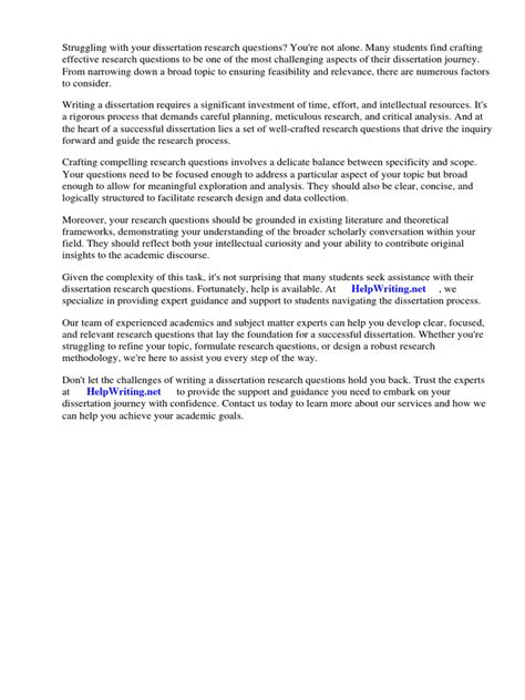 Sample Dissertation Research Questions Pdf Thesis Qualitative