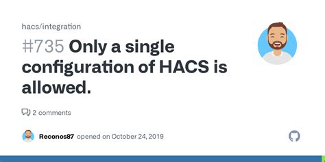 only a single configuration of hacs is allowed · issue 735 · hacs