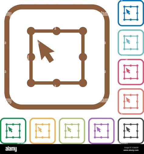 Free Transform Object Simple Icons In Color Rounded Square Frames On White Background Stock