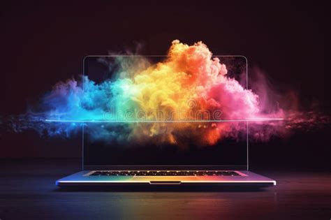 Cloud Computing Networks An Vibrant Glowing Gradient Cloud Hovering Over An Open Laptop