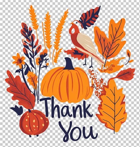 Thank You Autumn Thank You Illustration With Pumpkins And Leaves Png