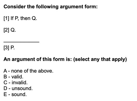 An Argument Of This Form Is Select Any That Apply An Argument Of This Form Is Select Any That Apply