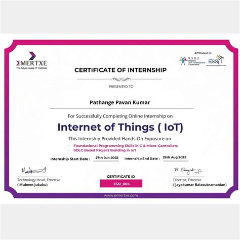 Pathange Pavan Kumar On Linkedin Emertxe Internship Iot Experience