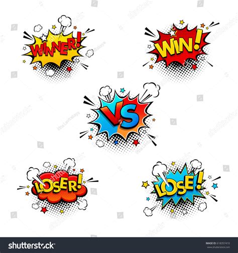 Comic Competition Speech Bubbles Set Expression Stock Vector 618357410 ...
