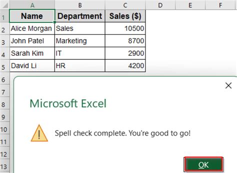 how to perform a spelling check on the active worksheet in excel