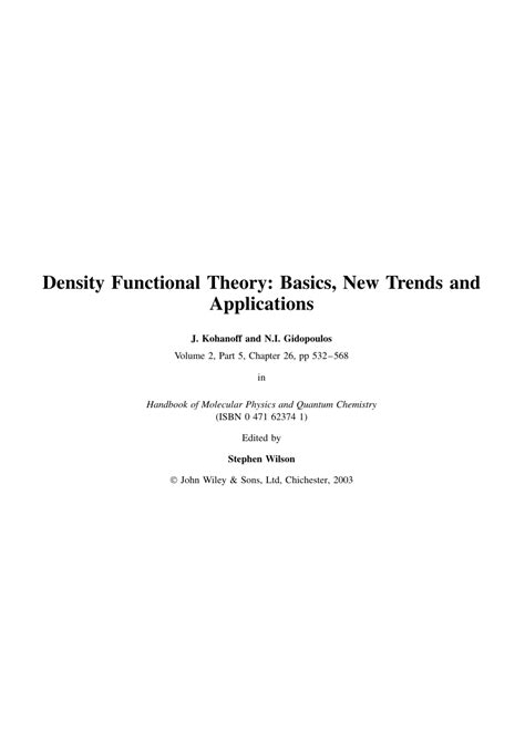 Pdf Density Functional Theory Basics New Trends And Applications