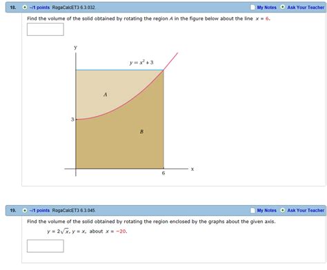 Solved Find The Volume Of The Solid Obtained By Rotating The