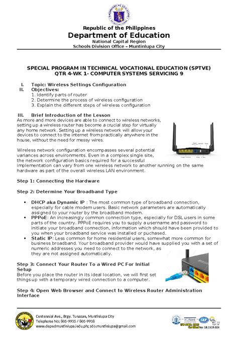 Css 9 Qtr 4 Module Wk 1 Notes Department Of Education National Capital Region Schools