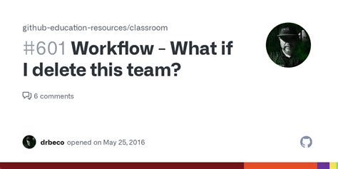 Workflow What If I Delete This Team · Issue 601 · Github Education Resourcesclassroom · Github