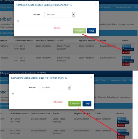 php java scripts disable button on looping table stack overflow