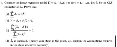 solved consider the linear regression model y b 8x u for i 1