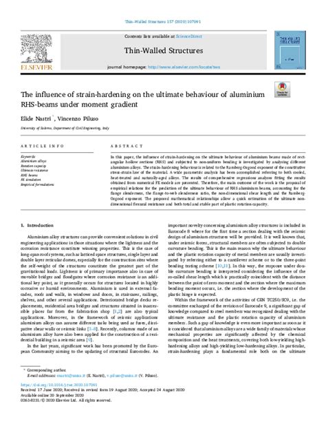 Pdf The Influence Of Strain Hardening On The Ultimate Behaviour Of Aluminium Rhs Beams Under