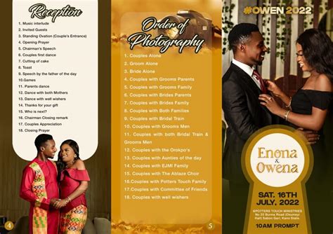 Trifold Wedding Program Booklet Design Front Page Wedding Program