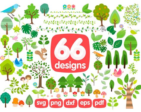 Green Clipart Bundle Tree Clipart Svg Palm Tree Clipart Tree Vector Forest Clipart Tree