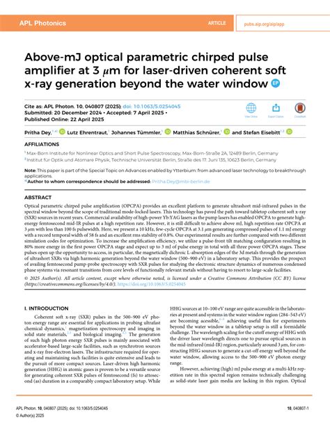Pdf Above Mj Optical Parametric Chirped Pulse Amplifier At 3 μm For