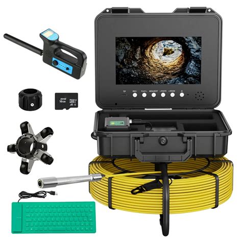 Sewer Pipe Inspection Camera With Locator Meter Counter 10 Ips Dvr 7mm Fiberglass Cable Ahd