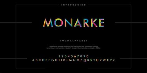 미래 지향적인 미니멀리스트 디스플레이 글꼴 디자인 알파벳 서체 문자 및 숫자 인쇄술 프리미엄 벡터