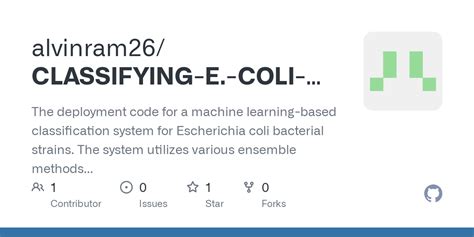 Github Alvinram26 Classifying E Coli Bacteria The Deployment Code For A Machine Learning