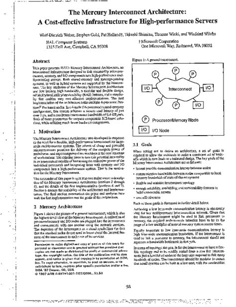 Pdf The Mercury Interconnect Architecture Winfried Wilcke