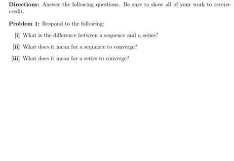 Solved Directions Answer The Following Questions Be Sure