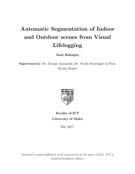 Pdf Automatic Segmentation Of Indoor And Outdoor Scenes From Visual Lifelogging