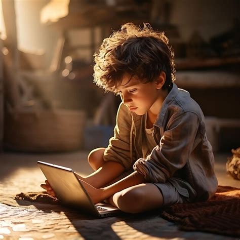 Un Ni O Jugando Un Juego De Estrategia En Una Tableta Vieja Para Compartir El Concepto Pobre De