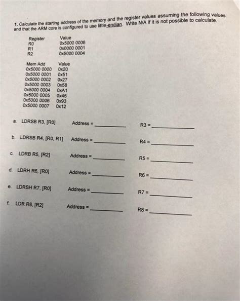 Solved 1 Calculate The Starting Address Of The Memory And