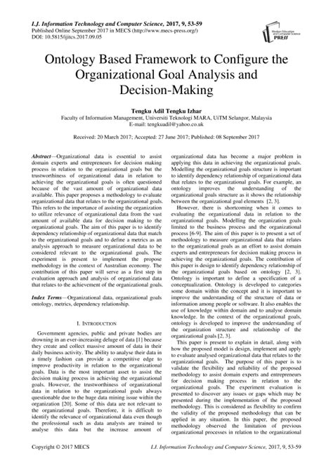 ontology based framework to configure the organizational goal analysis