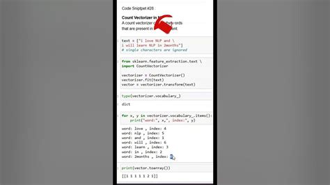Countvectorizer In Nlp Shorts Nlp Vector Python Youtube