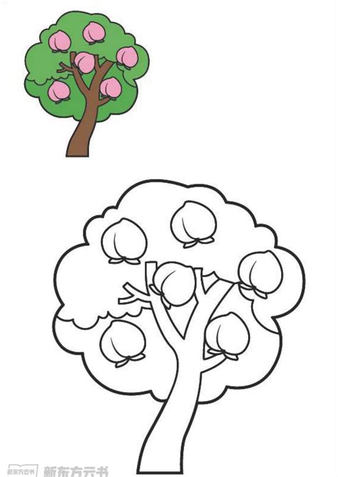 一起画一画丨涂色练习之桃子树