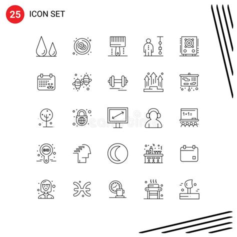 Universal Icon Symbols Group Of 25 Modern Lines Of Corporate Management Chart Red Business