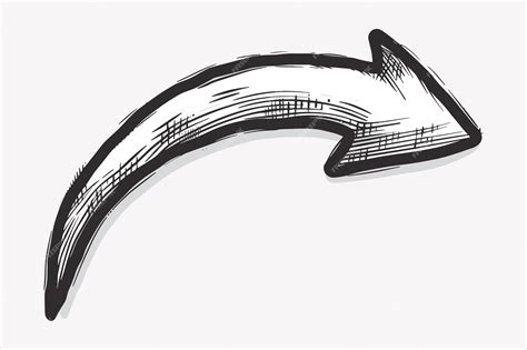 Handdrawn Curved Arrow Sketch Premium Ai Generated Vector