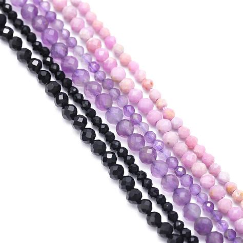 Малки мъниста от естествен камък Турмалин 2 3 4 Mm Кварц Аметисти Ахати Кристални фасетирани