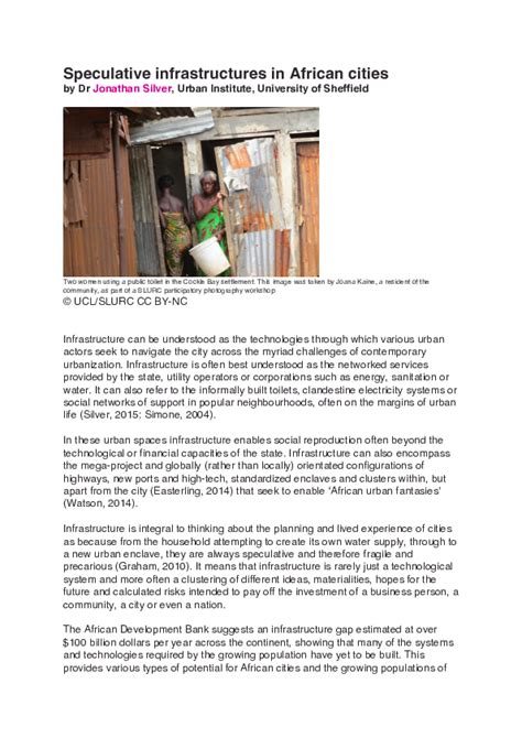 Pdf Speculative Infrastructures In African Cities