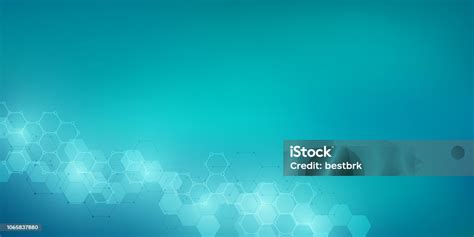 분자 구조와 육각형 요소입니다 분자와 통신 추상적인 기하학적 배경입니다 의료 또는 과학 및 기술 설계를 위한 벡터 육각형 패턴입니다 0명에 대한 스톡 벡터 아트 및 기타